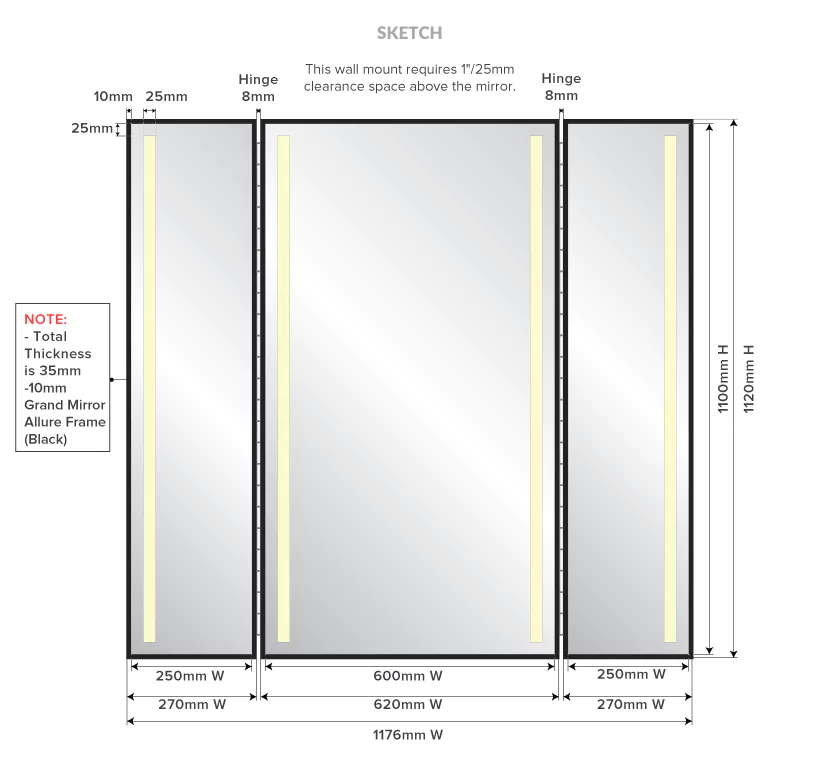 Slimmest Illuminated Bathroom Mirror | Grand Mirrors LUX